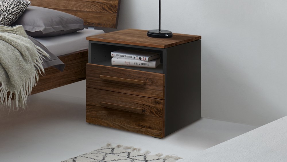 Hasena Dowe - 2 Drawer Bedside Table with Solid Wooden Fronts ...